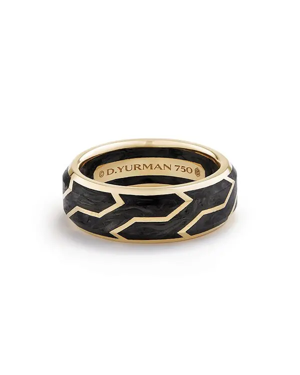 David Yurman Forged Carbon And 18k Gold Band Ring - Black/gold