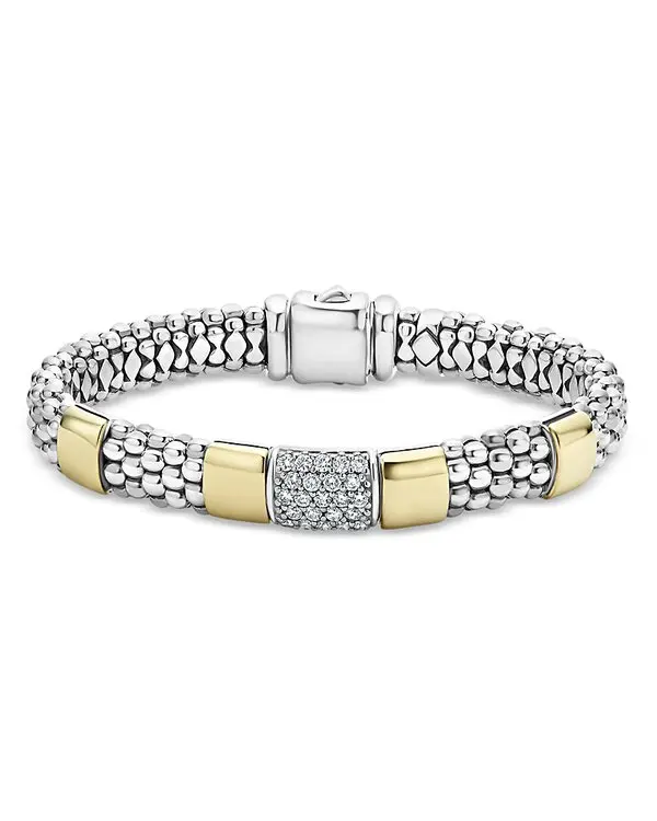 Lagos Sterling Silver And 18k Gold Diamond Bracelet - Silver/gold