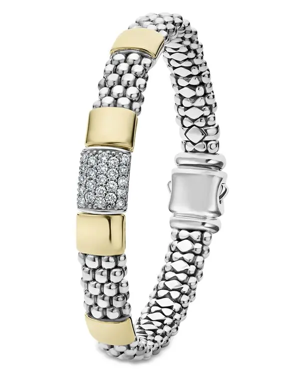 Lagos Sterling Silver And 18k Gold Diamond Bracelet - Silver/gold