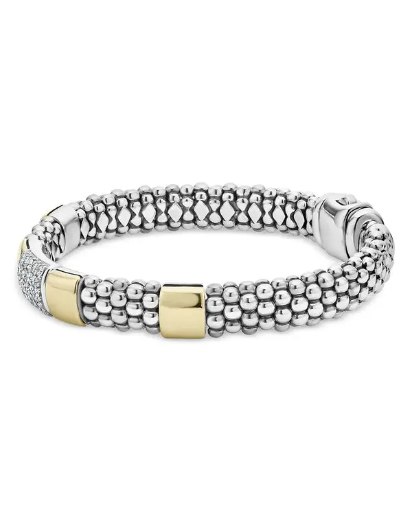 Lagos Sterling Silver And 18k Gold Diamond Bracelet - Silver/gold