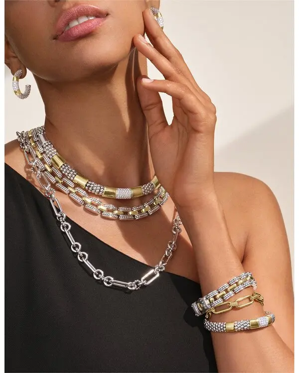 Lagos Sterling Silver And 18k Gold Diamond Bracelet - Silver/gold