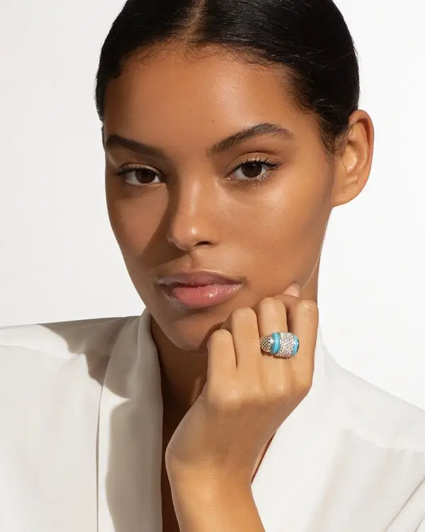 Lagos Sterling Silver Blue Caviar Diamond Statement Ring - Blue/silver