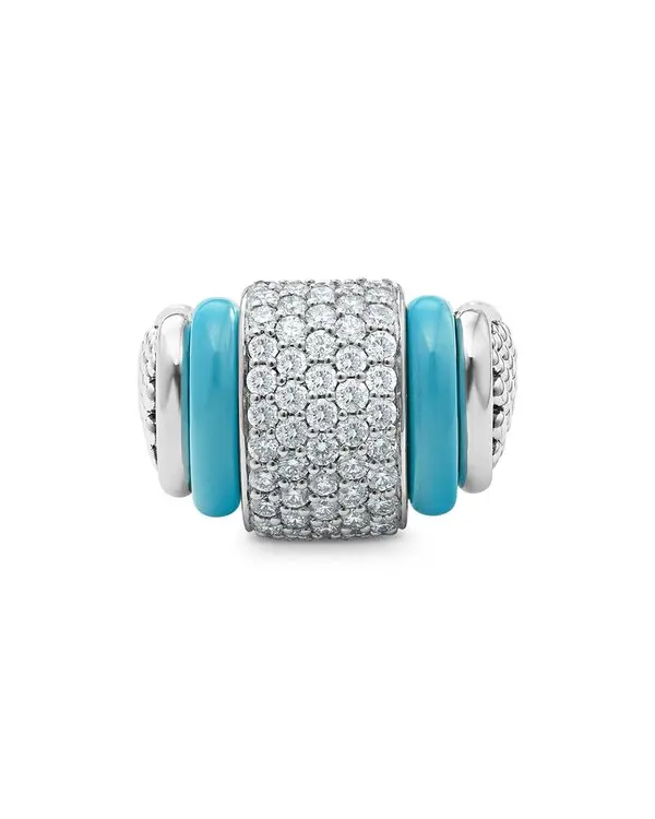 Lagos Sterling Silver Blue Caviar Diamond Statement Ring - Blue/silver