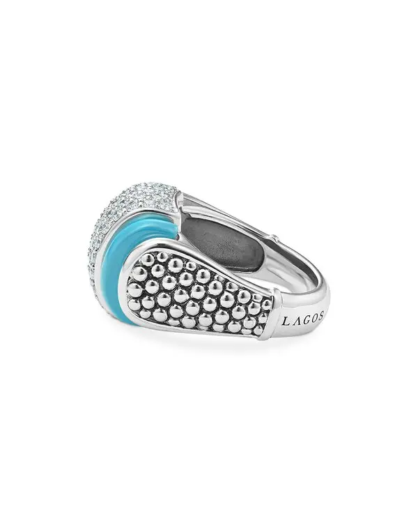 Lagos Sterling Silver Blue Caviar Diamond Statement Ring - Blue/silver