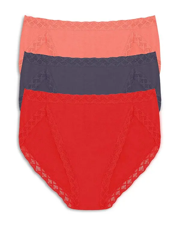 Natori Bliss French Cut Bikinis, Set Of 3 - Coral/grey/paprika
