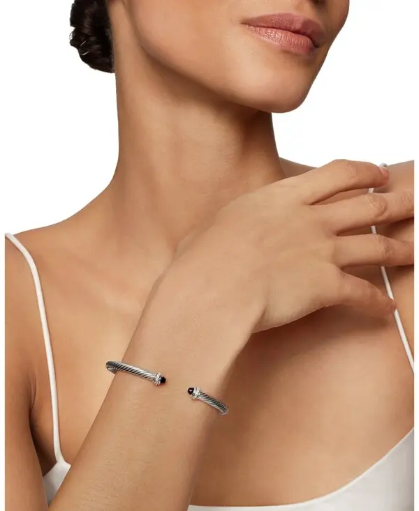 David Yurman Cable Classic Bracelet With Onyx And Diamonds - Black Onyx