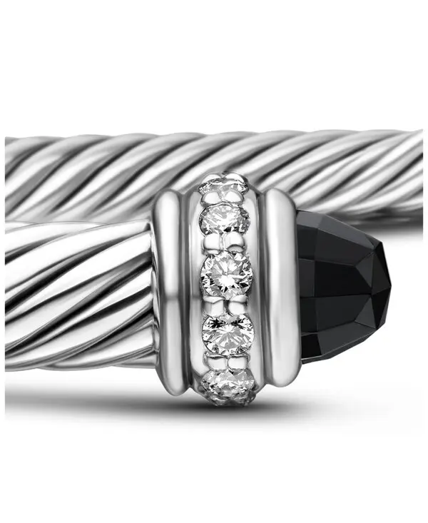 David Yurman Cable Classic Bracelet With Onyx And Diamonds - Black Onyx