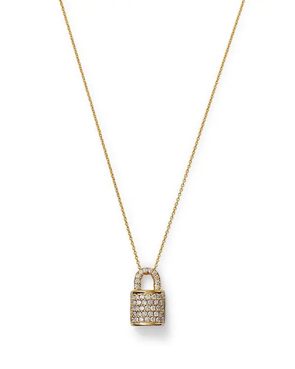 Roberto Coin 18k Diamond Padlock Pendant Necklace - Yellow Gold