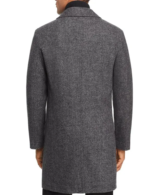 Cole Haan Wool-blend Twill Coat With Sweater Bib - Melange Graphite