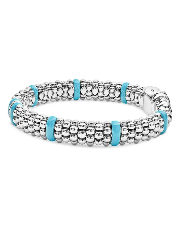 Lagos Caviar & Diamond Sterling Silver Bracelet - Silver/blue