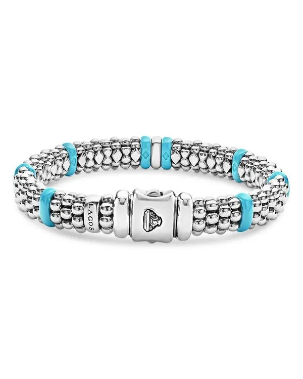 Lagos Caviar & Diamond Sterling Silver Bracelet - Silver/blue