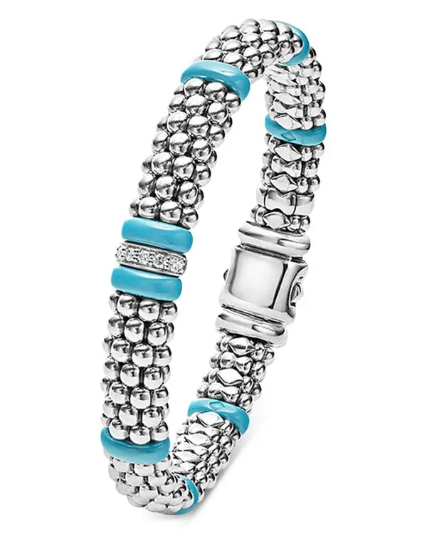 Lagos Caviar & Diamond Sterling Silver Bracelet - Silver/blue
