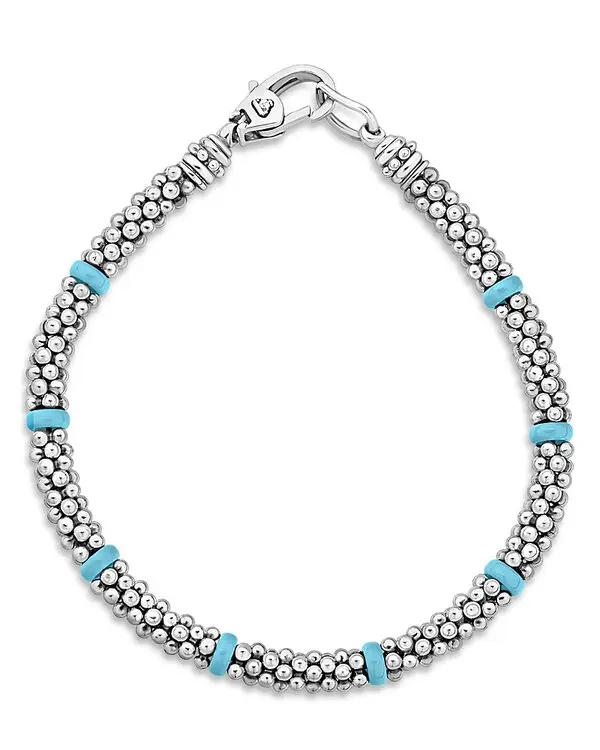 Lagos Sterling Silver Caviar Ceramic Beaded Bracelet - Blue/silver