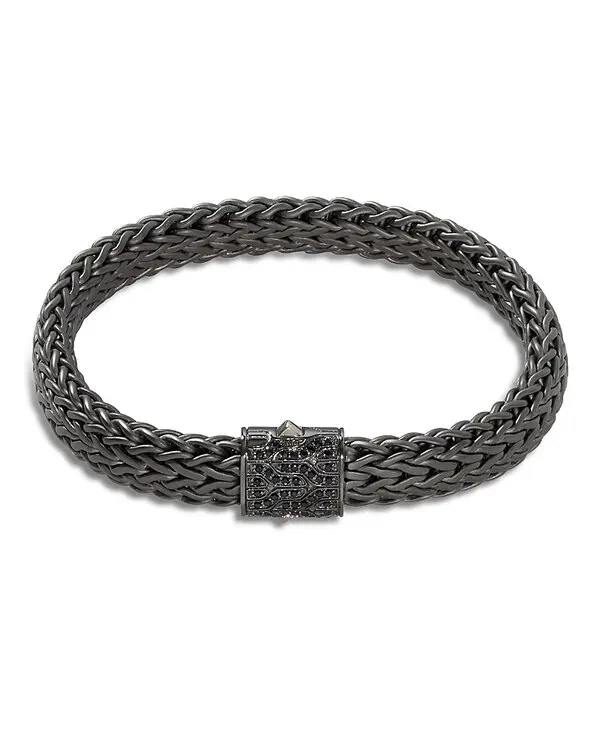 John Hardy Blackened Sterling Silver Bracelet With Black Sapphire - Black/silver