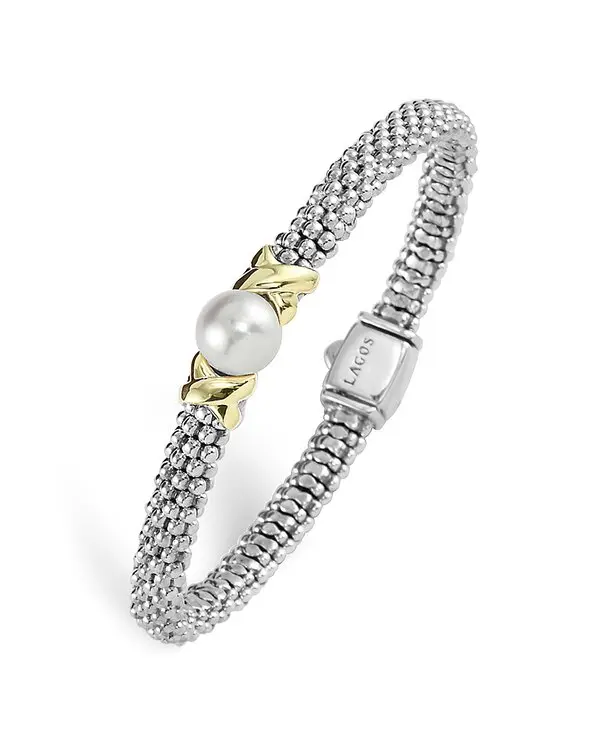 Lagos Sterling Silver And Pearl Luna Rope Bracelet - White/gold