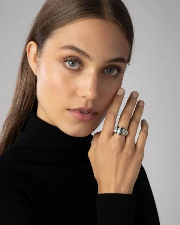 Lagos Sterling Black Caviar, Diamond And Ceramic Statement Ring - Silver