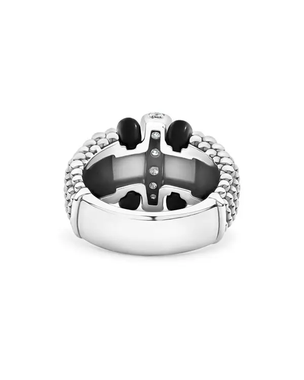 Lagos Sterling Black Caviar, Diamond And Ceramic Statement Ring - Silver