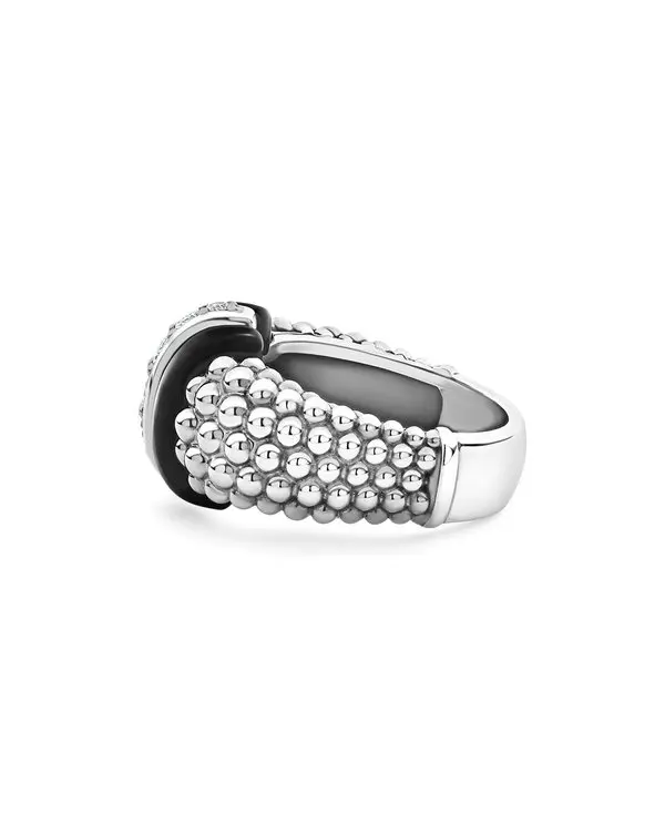 Lagos Sterling Black Caviar, Diamond And Ceramic Statement Ring - Silver