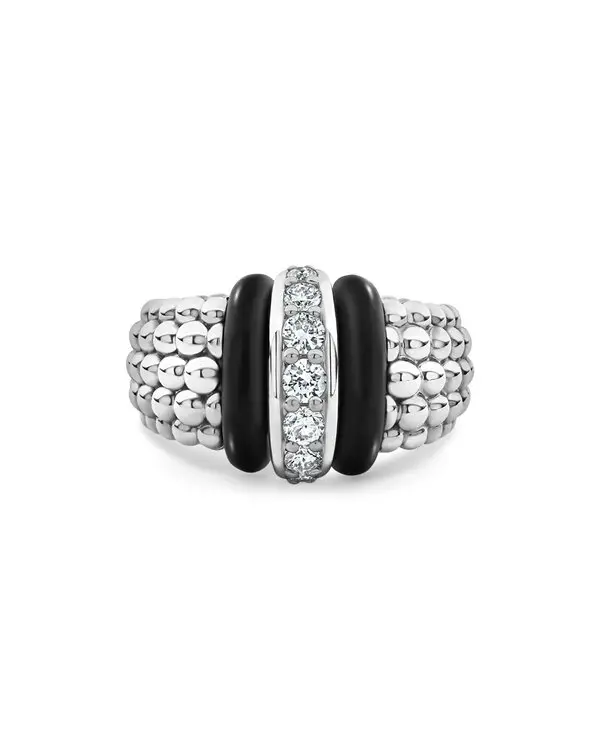 Lagos Sterling Black Caviar, Diamond And Ceramic Statement Ring - Silver