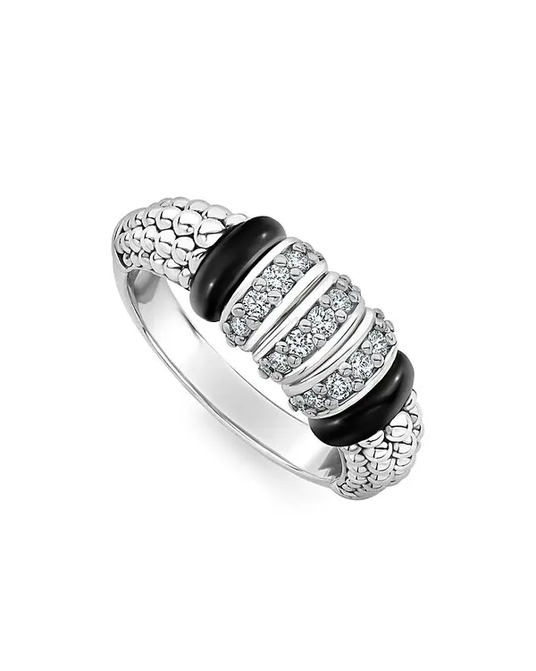 Lagos Sterling Diamond And Ceramic Statement Ring - Silver