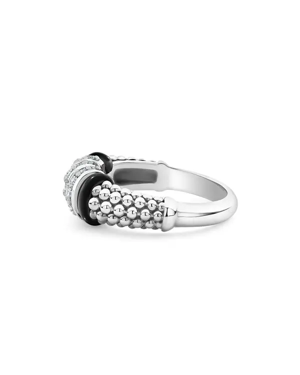 Lagos Sterling Diamond And Ceramic Statement Ring