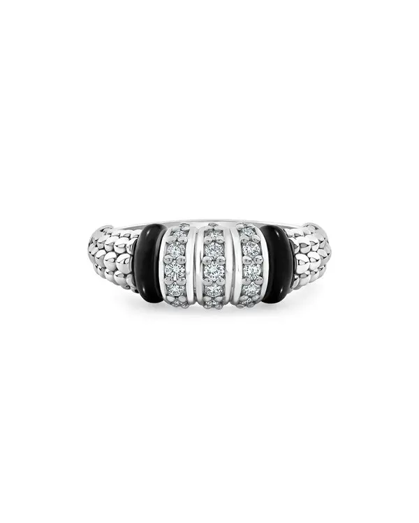 Lagos Sterling Diamond And Ceramic Statement Ring