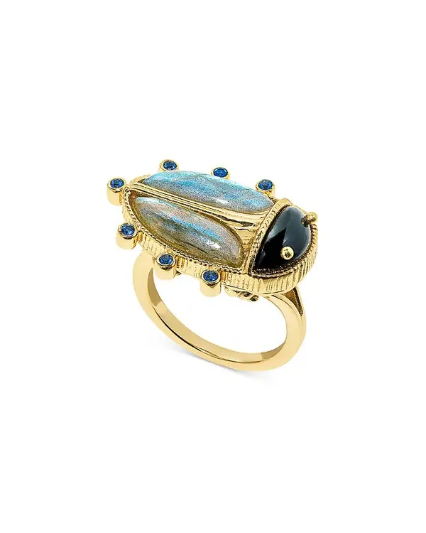CAPUCINE DE WULF Scarab Ring - Blue Multi/gold