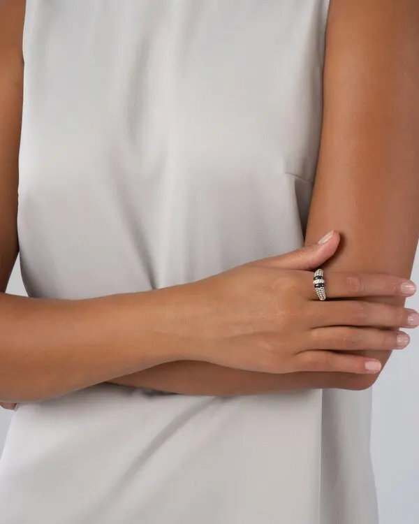 Lagos Diamond And Black Ceramic Statement Ring - Silver