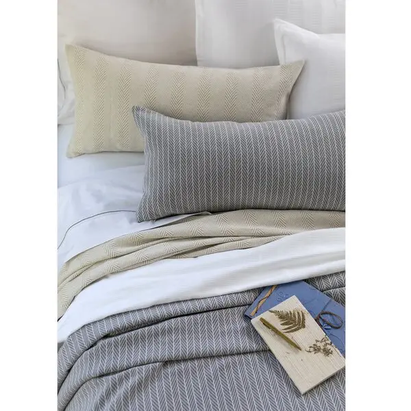 LILI ALESSANDRA Chevron Large Rectangle Pillow - Raffia/white