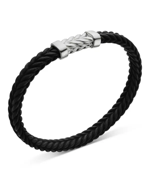 David Yurman Chevron Black Rubber Bracelet With Sterling Silver, 6mm - Black/silver
