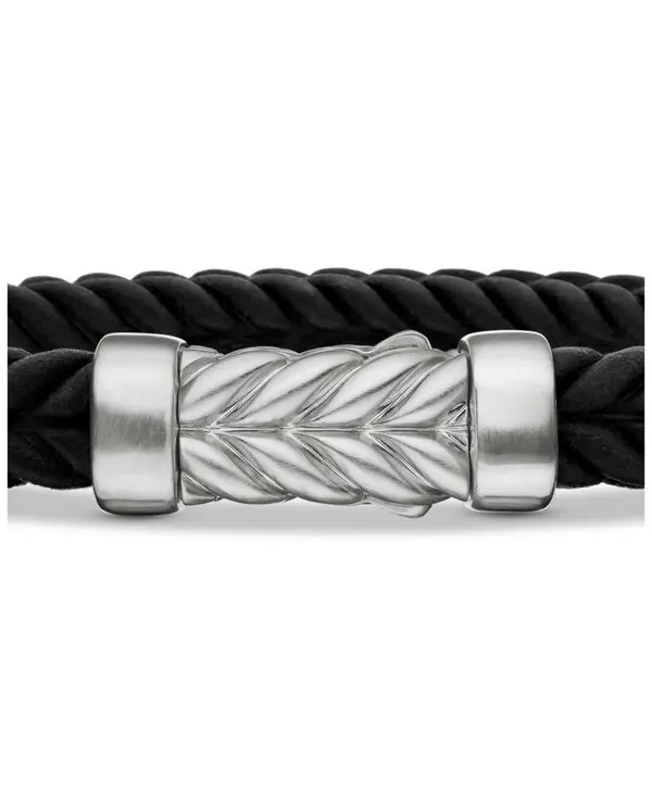 David Yurman Chevron Black Rubber Bracelet With Sterling Silver, 6mm - Black/silver