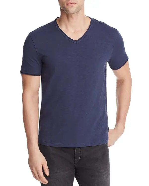 John Varvatos Star Usa Slub V-neck Tee - Oiled Blue
