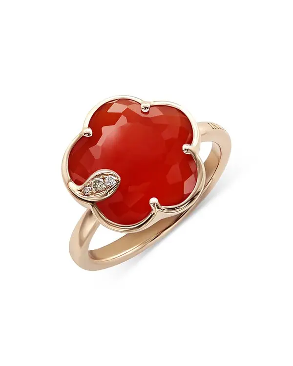 Pasquale Bruni 18k Rose Gold Petit Joli Ring With Carnelian And Diamonds - Red
