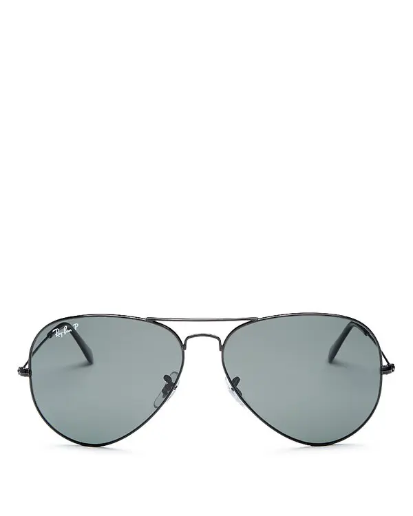 Ray-ban Polarized Brow Bar Aviator Sunglasses - Black/black Polarized