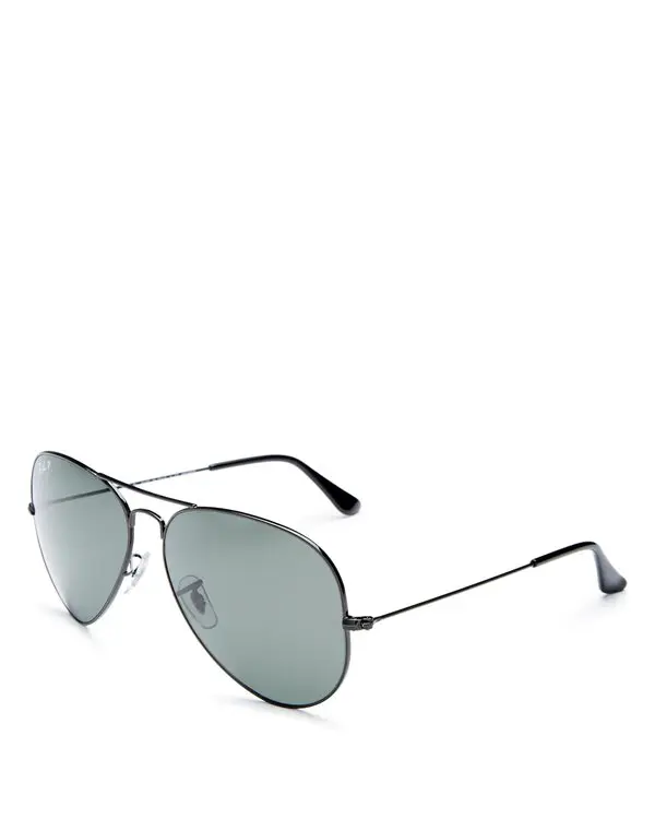 Ray-ban Polarized Brow Bar Aviator Sunglasses - Black/black Polarized