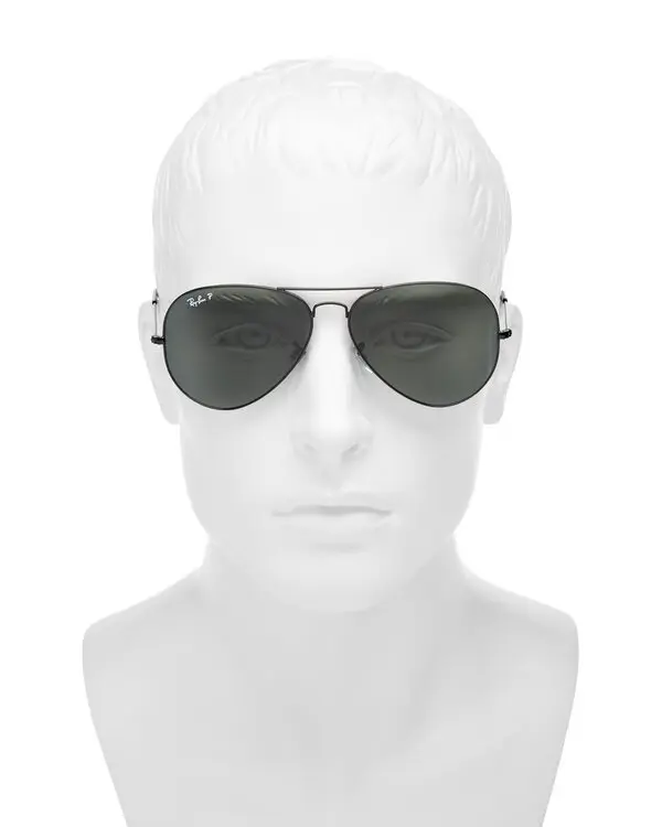 Ray-ban Polarized Brow Bar Aviator Sunglasses - Black/black Polarized