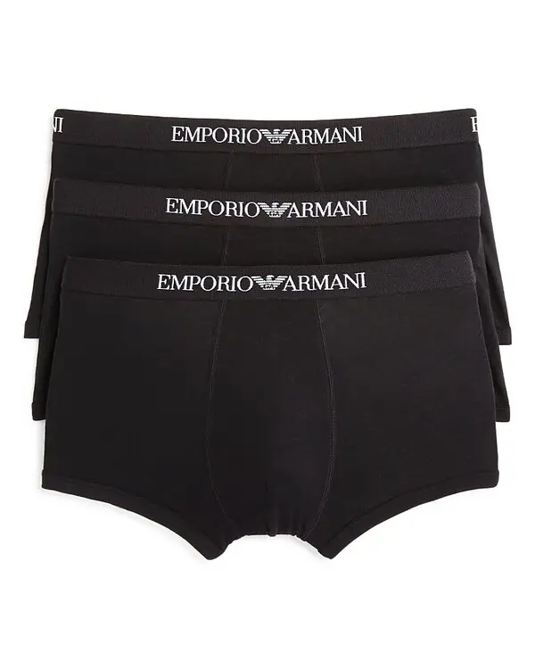 Emporio Armani Pure Cotton Trunks Pack Of 3 - Black