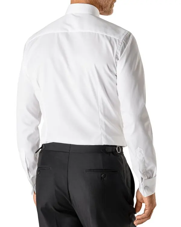 Eton Slim Fit Long Sleeve Pleated Bib Cotton Tuxedo Shirt - White