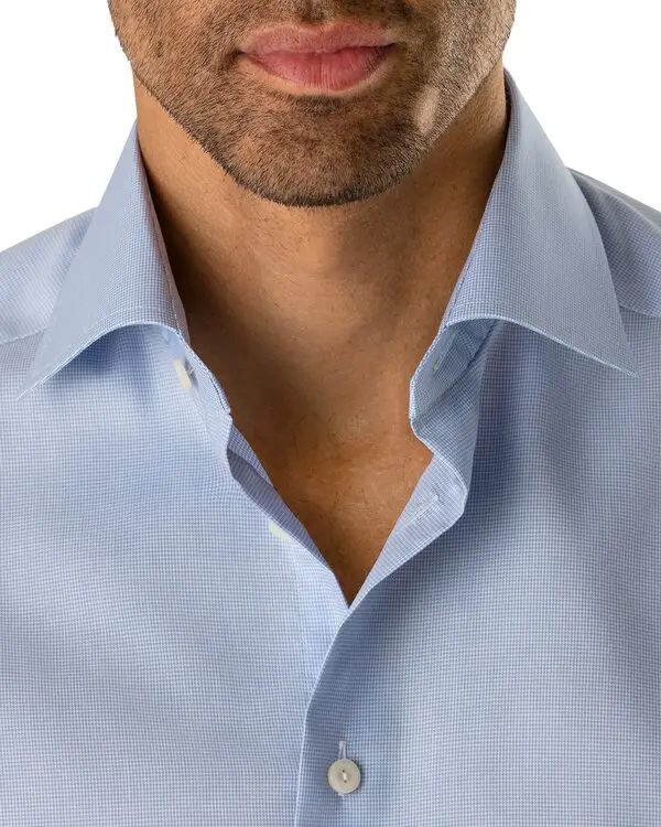 Eton Micro Houndstooth Dress Shirt - Light Blue