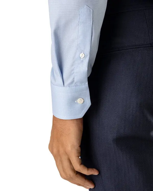 Eton Micro Houndstooth Dress Shirt - Light Blue