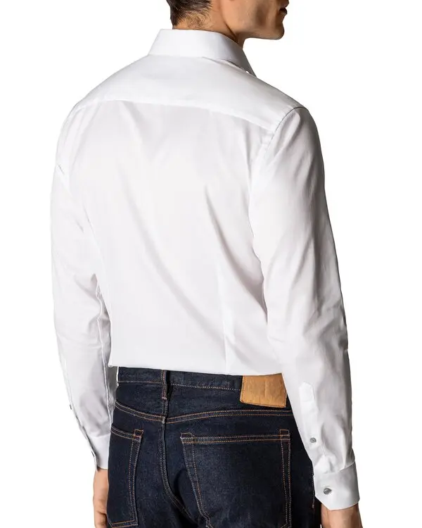 Eton Slim Fit Contrast Gray Button Twill Dress Shirt