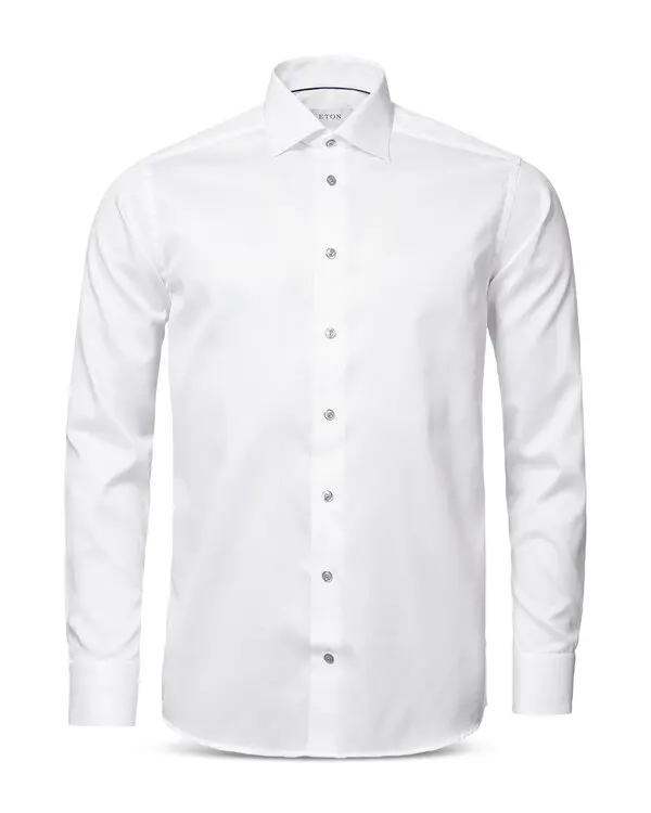 Eton Slim Fit Contrast Gray Button Twill Dress Shirt