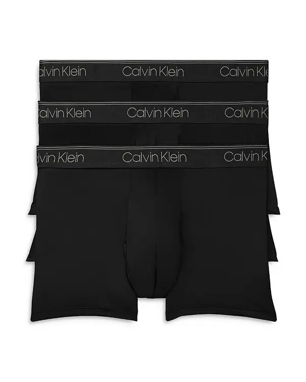 Calvin Klein Microfiber Stretch Wicking Low Rise Boxer Briefs, Pack Of 3 - Black