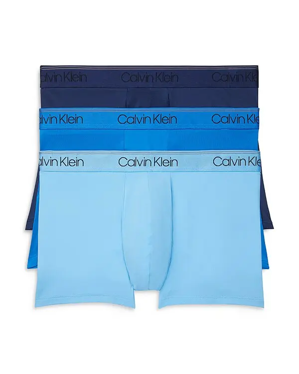 Calvin Klein Microfiber Stretch Wicking Low Rise Boxer Briefs, Pack Of 3 - Blue Multi