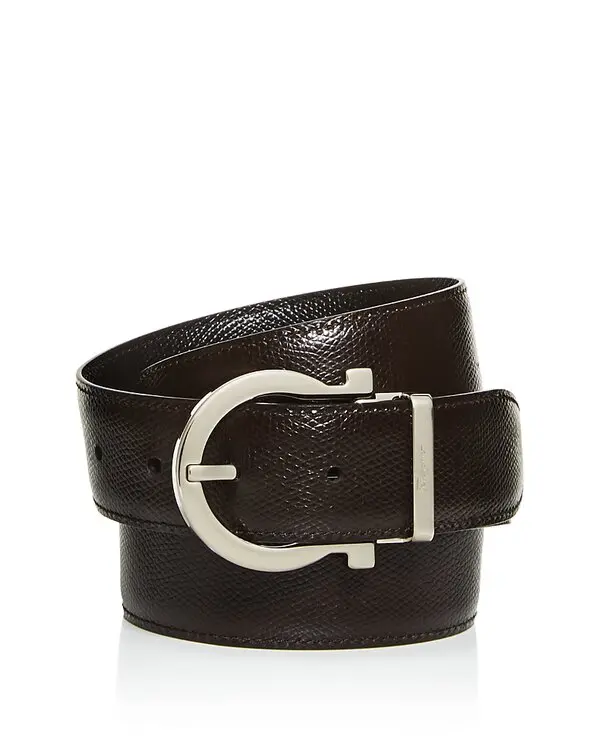 FERRAGAMO Gancini Reversible Leather Belt - Black/brown