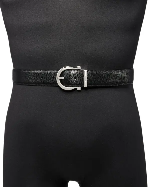 FERRAGAMO Gancini Reversible Leather Belt - Black/brown