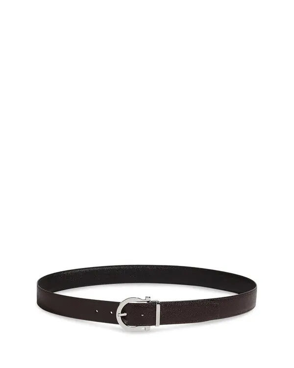FERRAGAMO Gancini Reversible Leather Belt - Black/brown