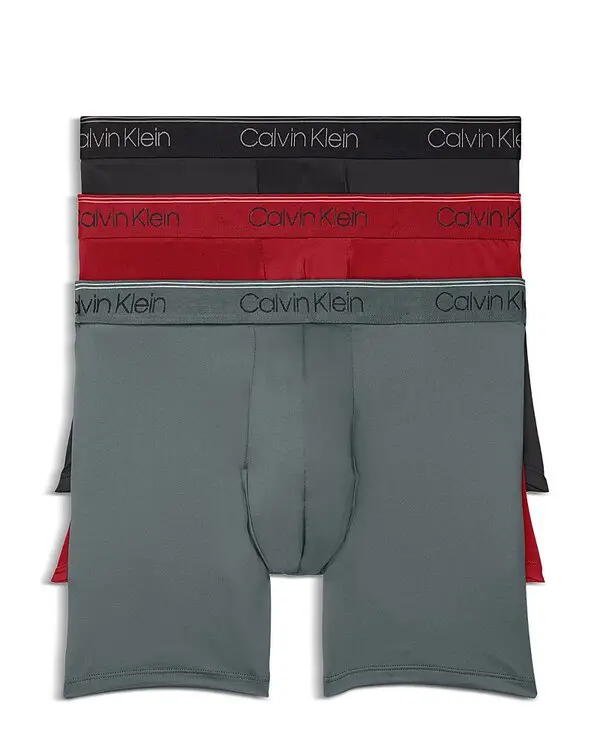 Calvin Klein Microfiber Stretch Wicking Boxer Briefs, Pack Of 3 - Black/red/grey