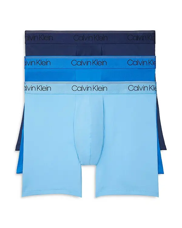 Calvin Klein Microfiber Stretch Wicking Boxer Briefs, Pack Of 3 - Blue