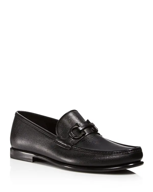 FERRAGAMO Gancini Crown Bit Leather Loafers